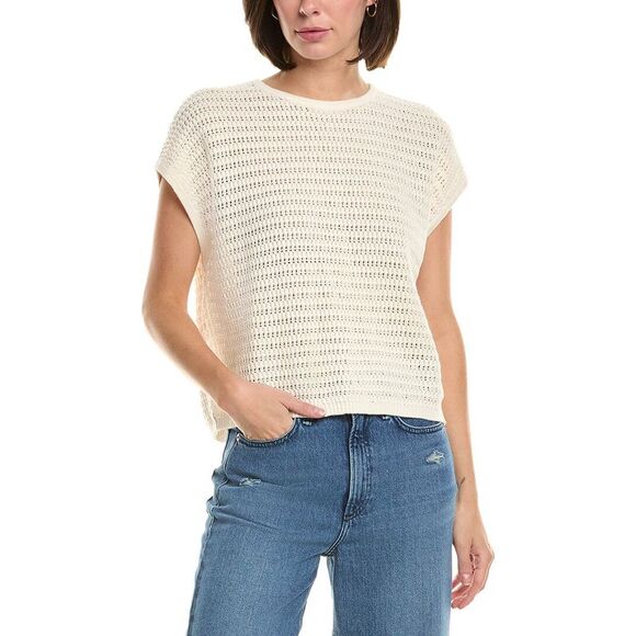 Le Jean | Tops | Le Jean Womens Crochet Linenblend Muscle Tshirt Brown ...